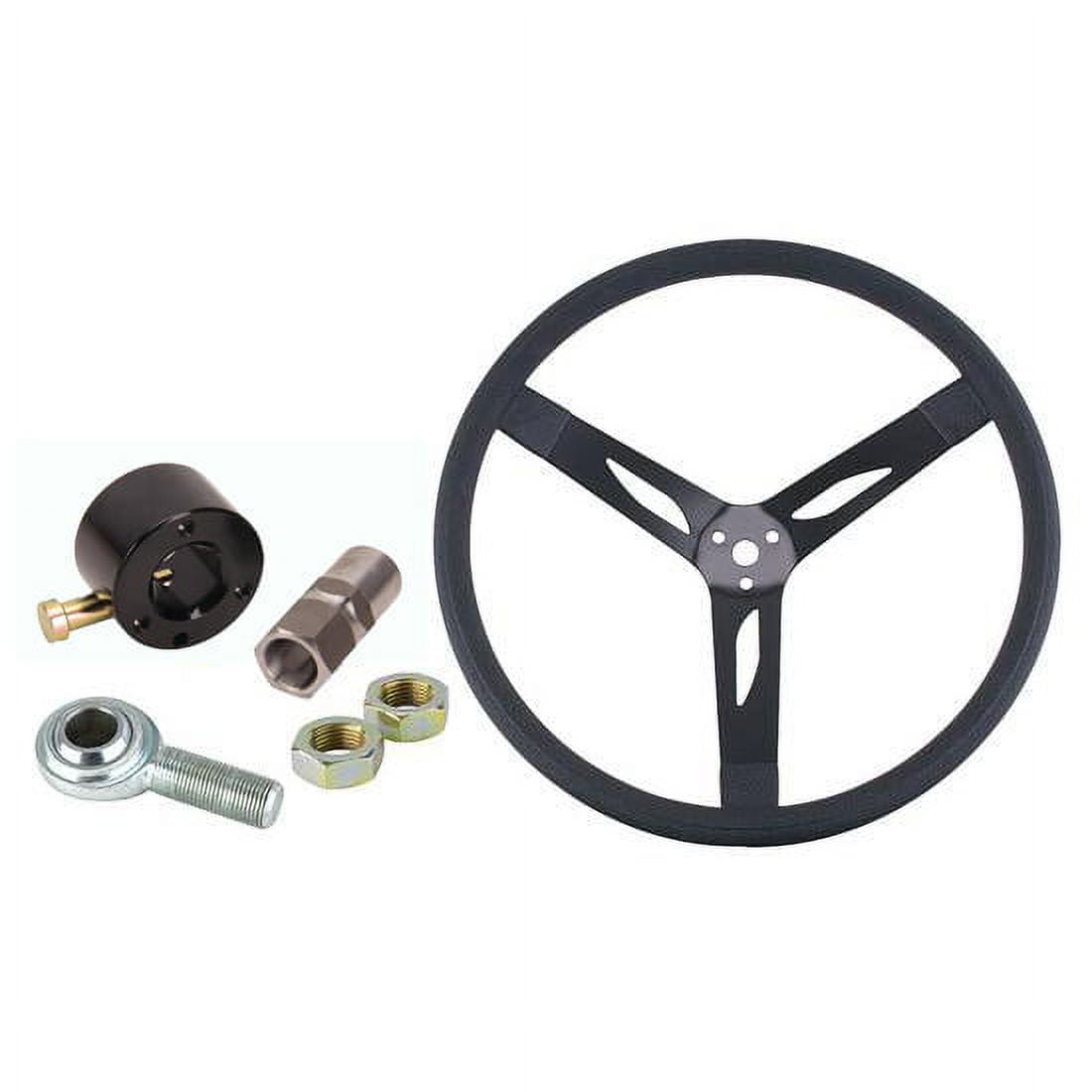 15 Inch Steel Dished Steering Wheel Combo, Black Grip/Hub - Walmart.com