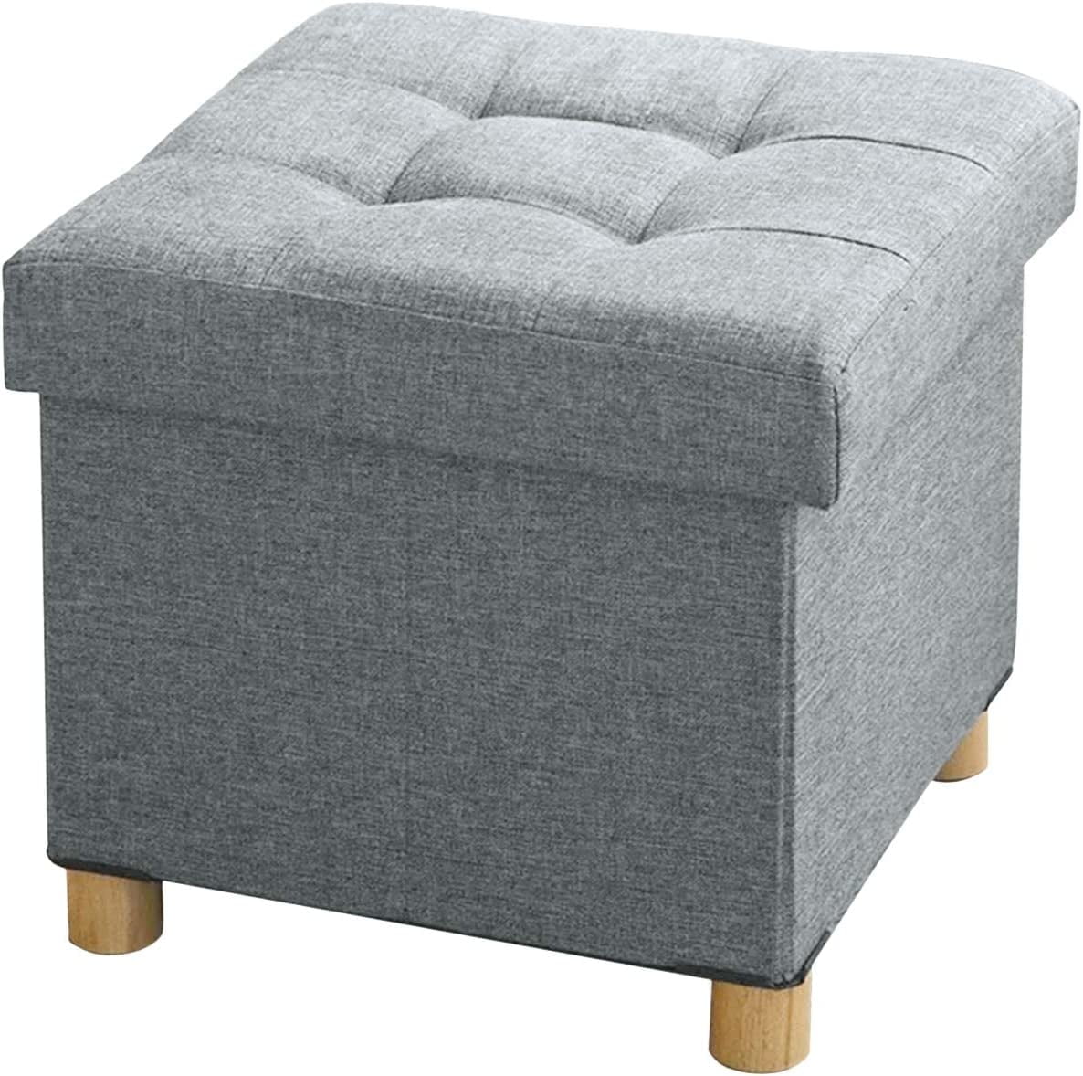 "15-Inch Storage Ottoman Cube - Foot Rest Stool with Legs - Light Gray ...
