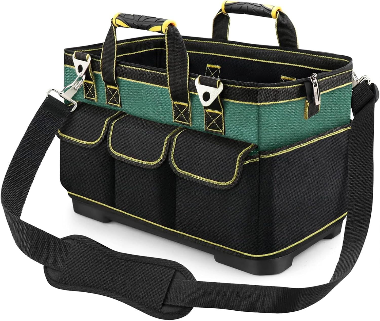 15 Inch Tool Bag with Hard Bottom, 1680D Electrician Tool Bags for Men ...