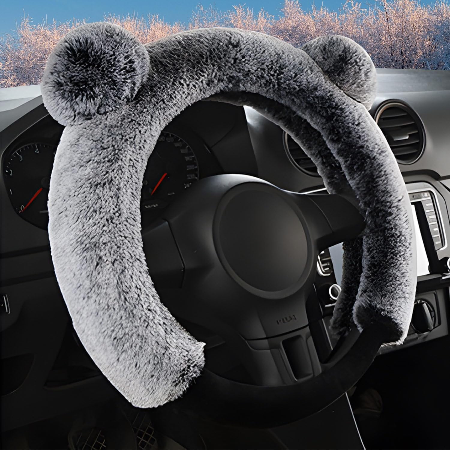 15 Inch Universal Fluffy Steering Wheel Cover Fashion Cute Cartoon ...