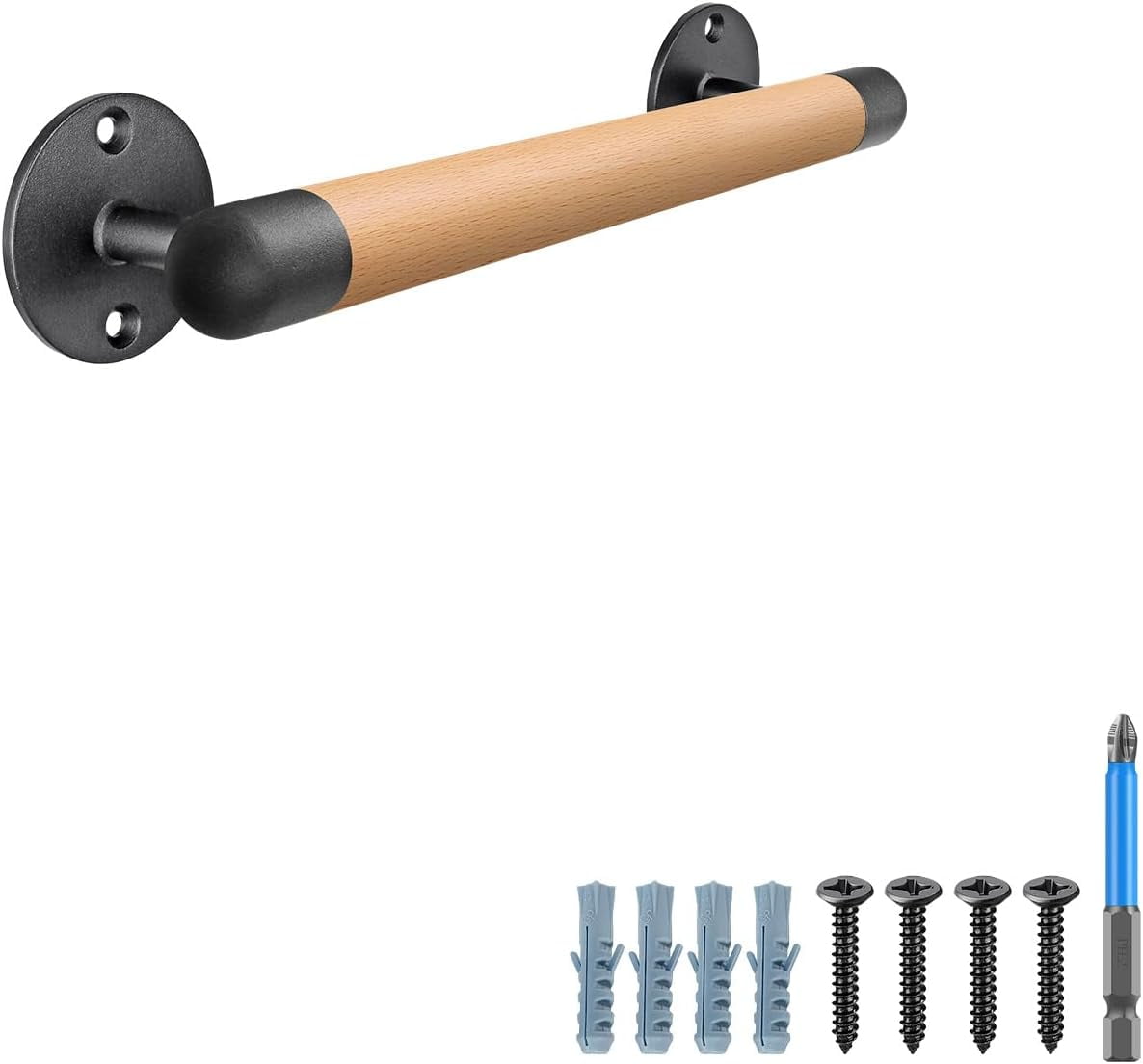 15 Inch Wood Handrail Stair Handrail Drywall or Concrete Mount Handrail ...