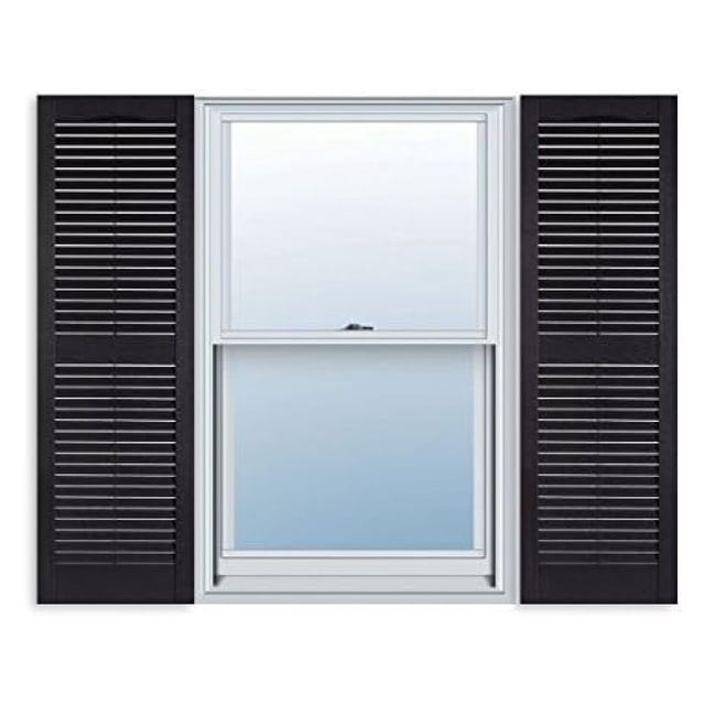 15 Inch x 35 Inch Standard Louver Exterior Vinyl Window Shutters, Black ...