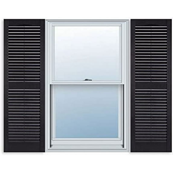 15 Inch x 39 Inch Standard Louver Exterior Vinyl Window Shutters, Black ...