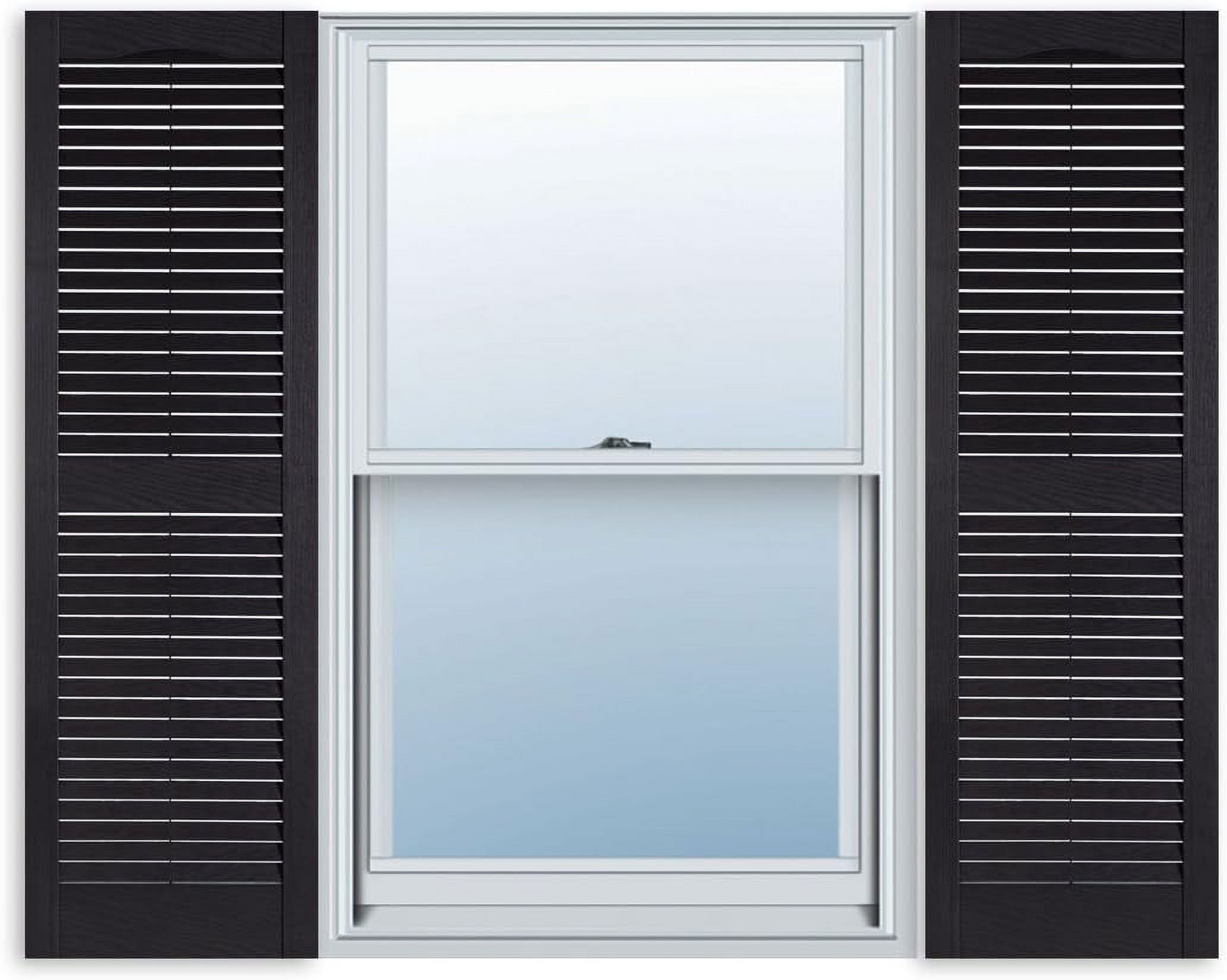 15 Inch x 43 Inch Standard Louver Exterior Vinyl Window Shutters, Black ...