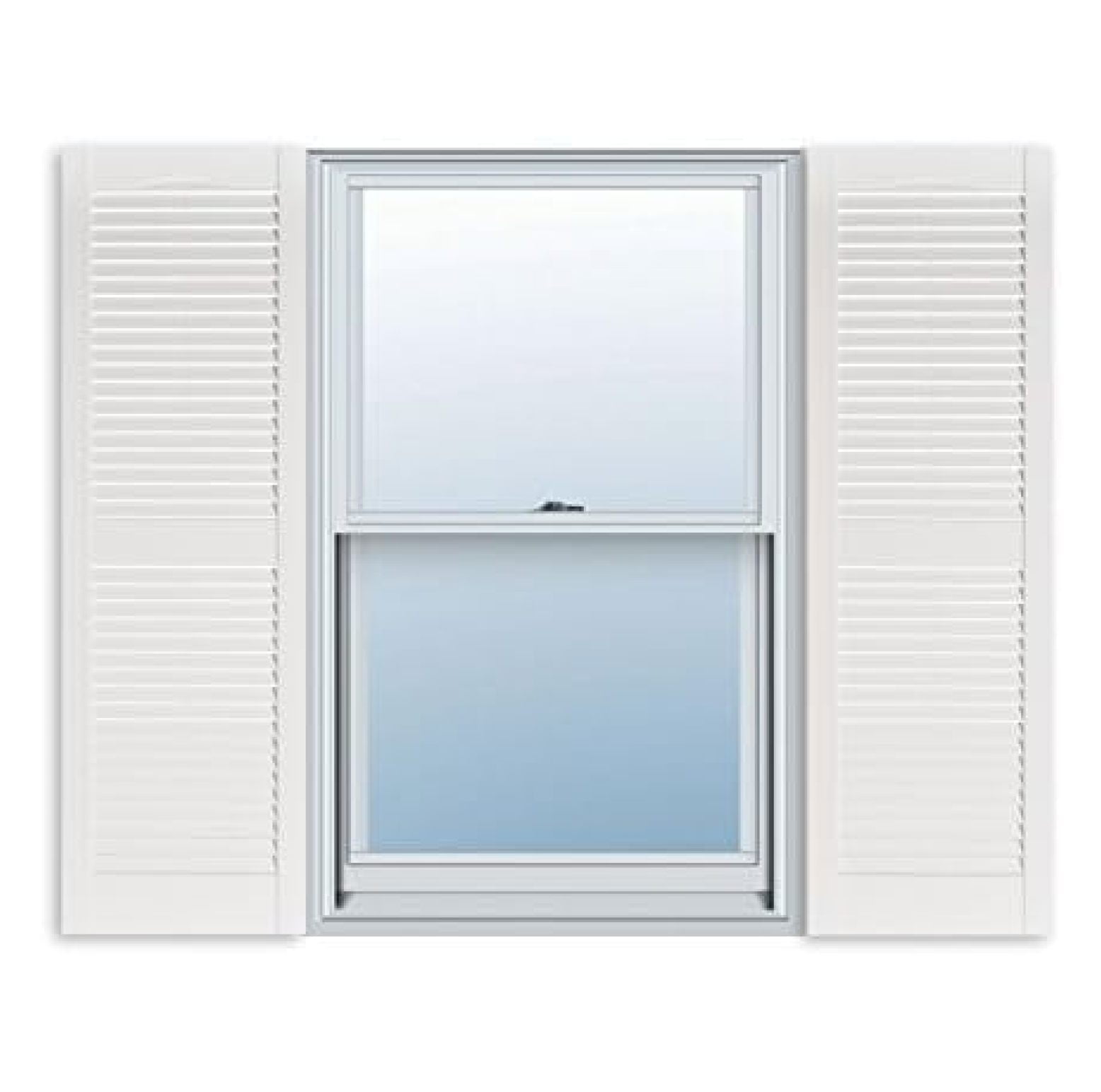 15 Inch x 43 Inch Standard Louver Exterior Vinyl Window Shutters, White ...