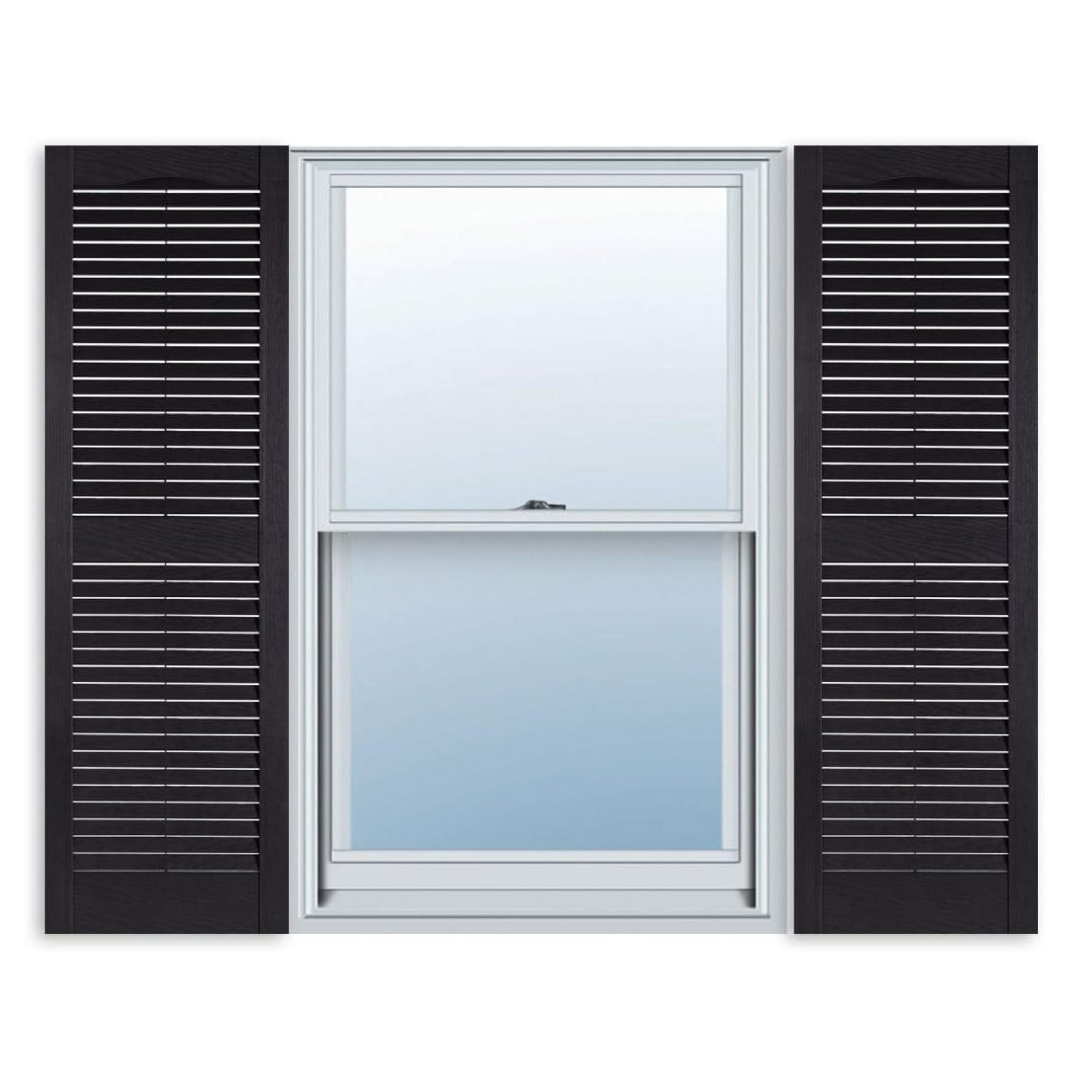 15 Inch x 47 Inch Standard Louver Exterior Vinyl Window Shutters, Black ...