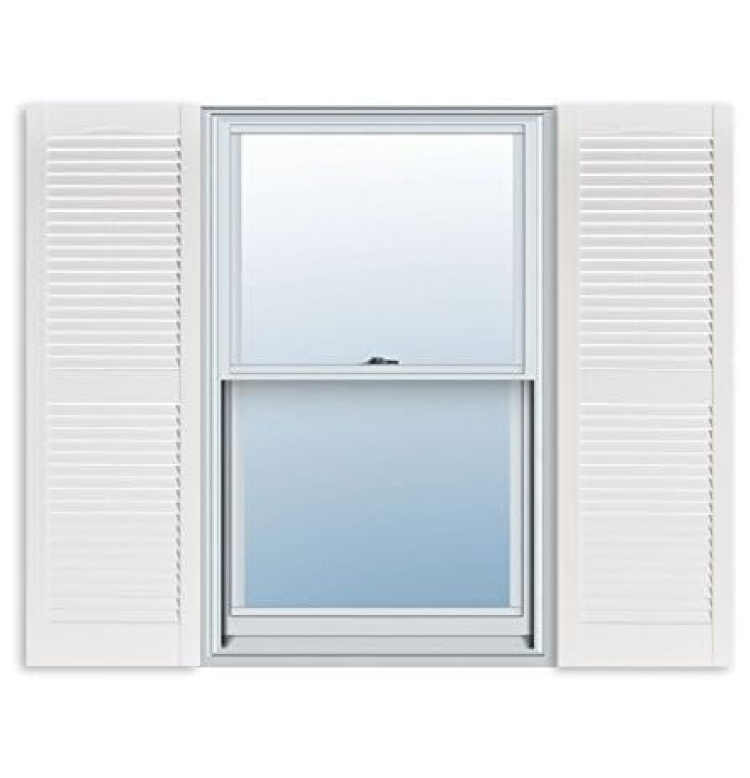 15 Inch x 51 Inch Standard Louver Exterior Vinyl Window Shutters, White ...