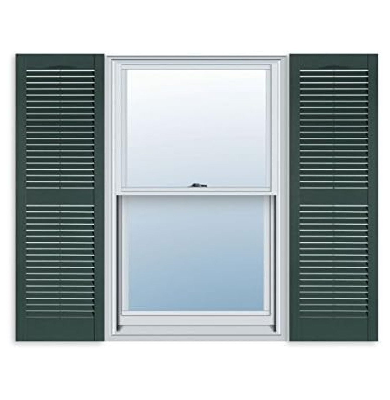 15 Inch x 55 Inch Standard Louver Exterior Vinyl Window Shutters, Green ...