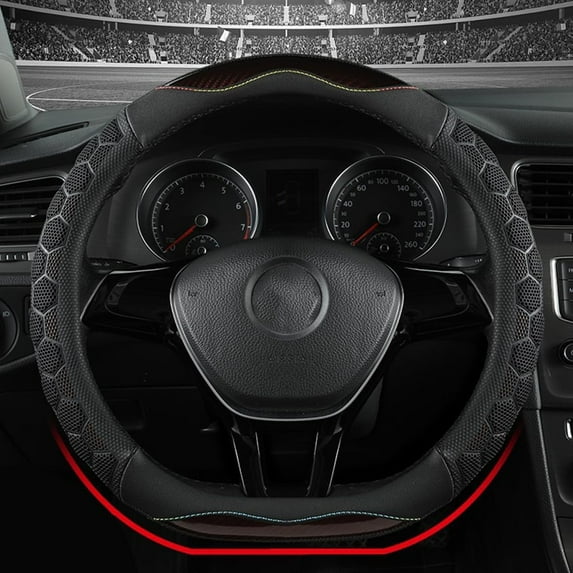 15 Inches Car Steering Wheel Cover, Carbon Fiber Honeycomb Football ...