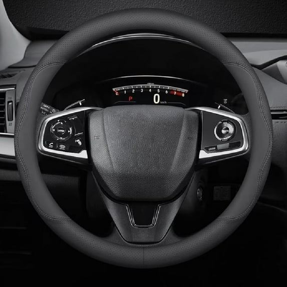 15 Inches Leather Car Steering Wheel Cover, Anti-slip Breathable, Pure ...