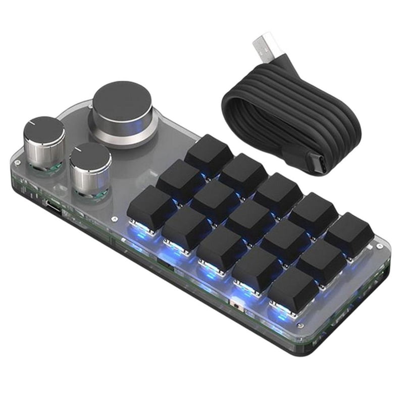 15 Keys 3 Knobs Programmable Keyboard,Blue Switch Hot Swappable Numpad ...