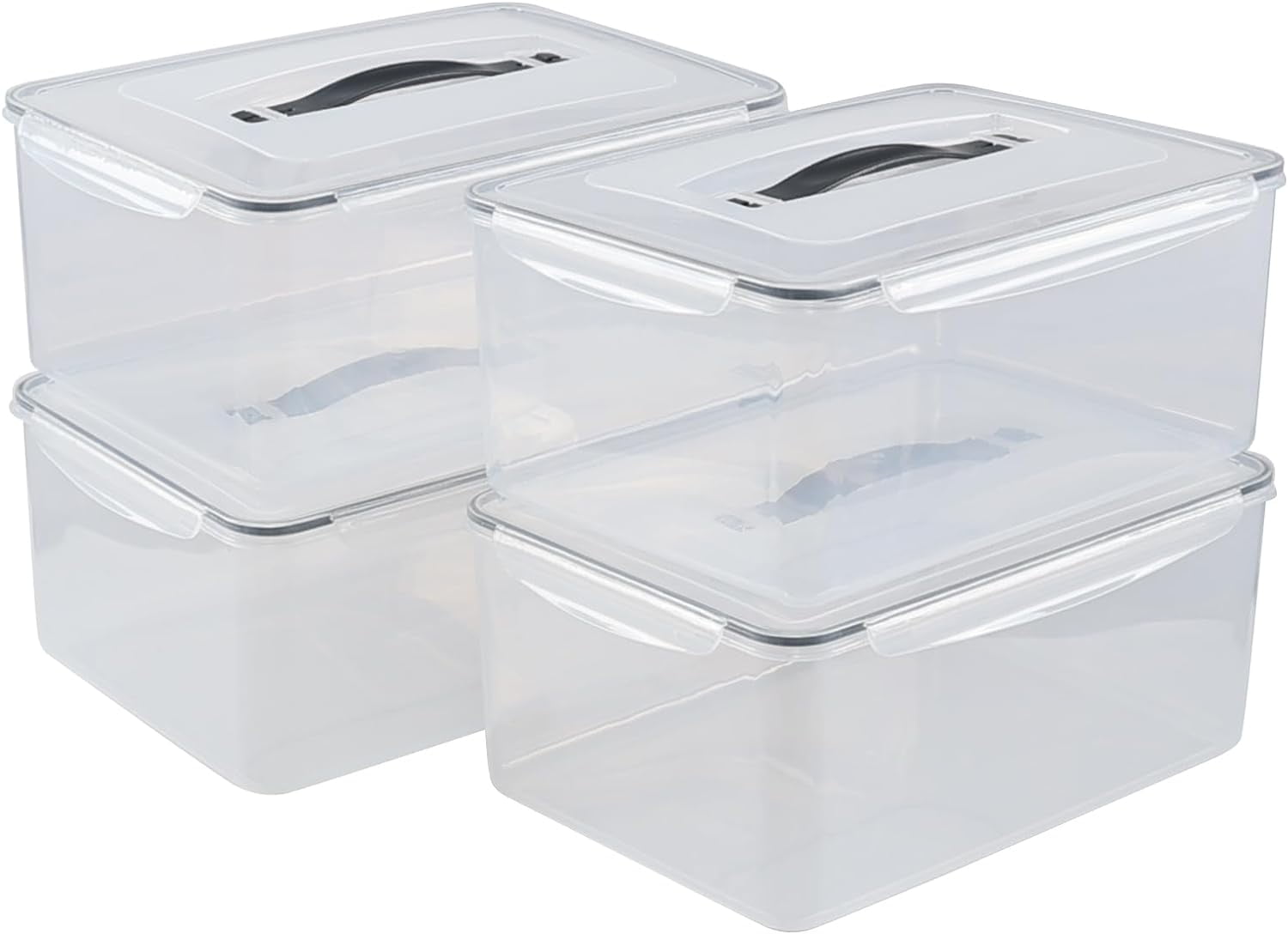 15 L Airtight Rectangular Food Storage Container with Top Handle, Set ...