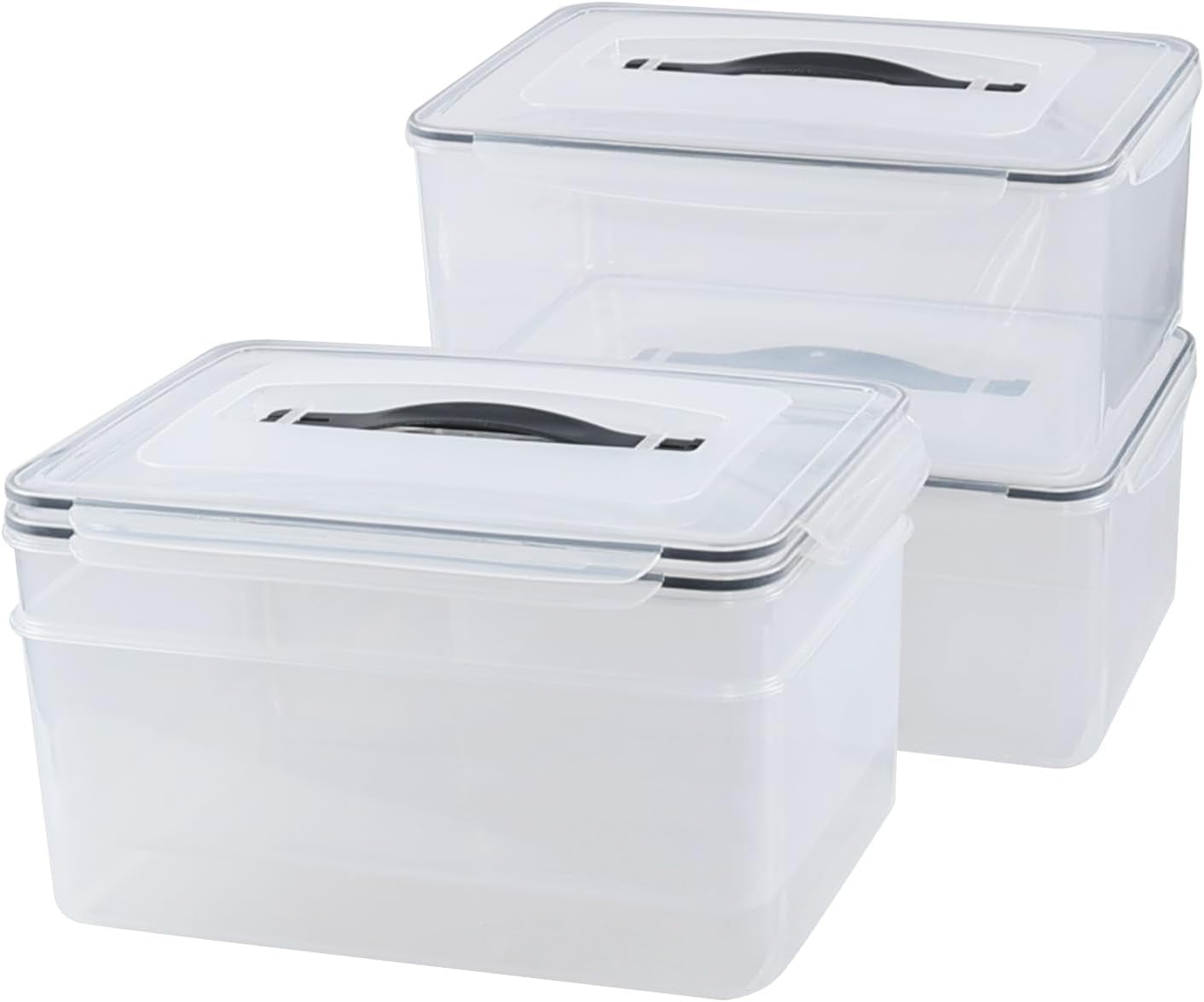 15 L Clear Airtight Rectangular Storage Container for Food, Set of 4 ...