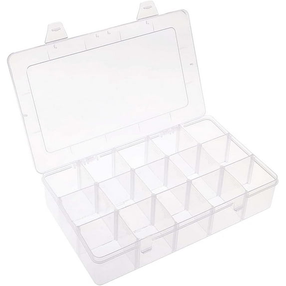 15 Large Grid Clear Plastic Jewelry Box Organizer Container Storage Box ...