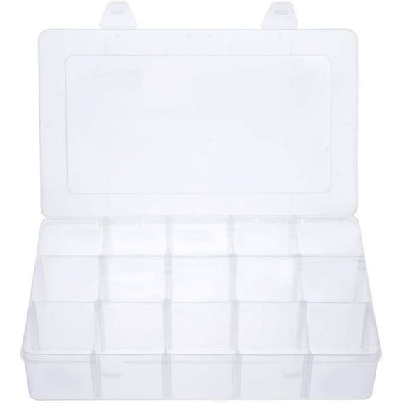 15 Large Grids Clear Plastic Jewelry Box Organizer Storage Container ...