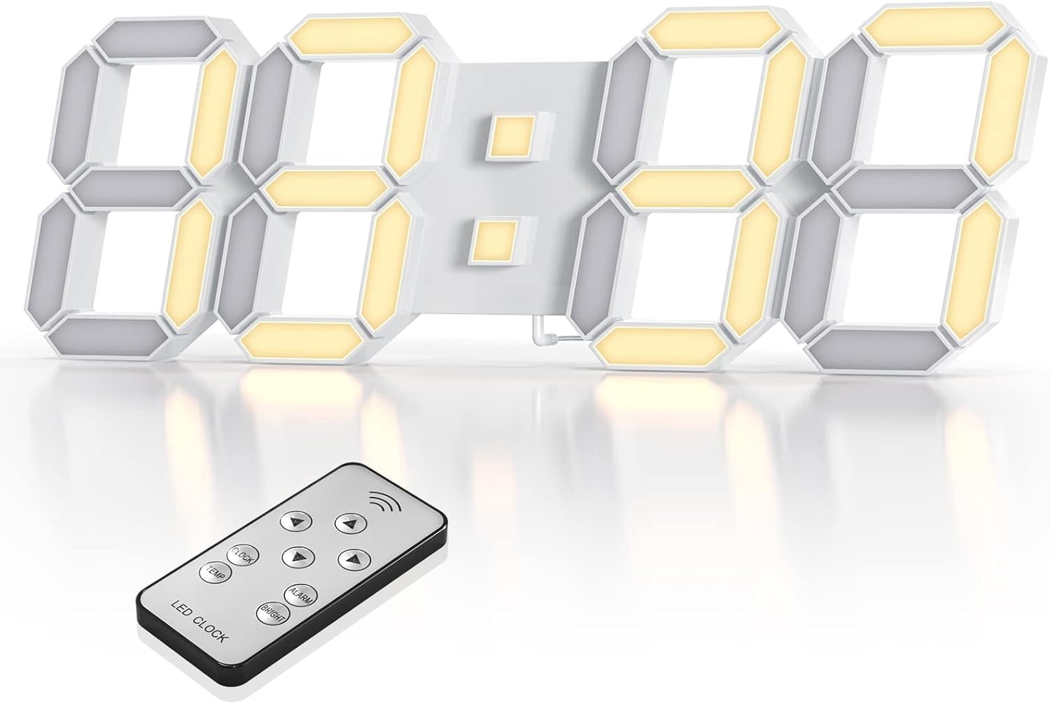 15" Large LED Wall Clock with Remote 12/24h Date, Temp Looping Display ...