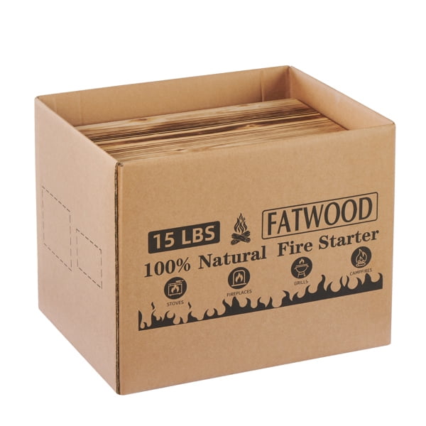 15 Lbs Fatwood Fire Starter Sticks with Wooden Box, 100% Natural ...