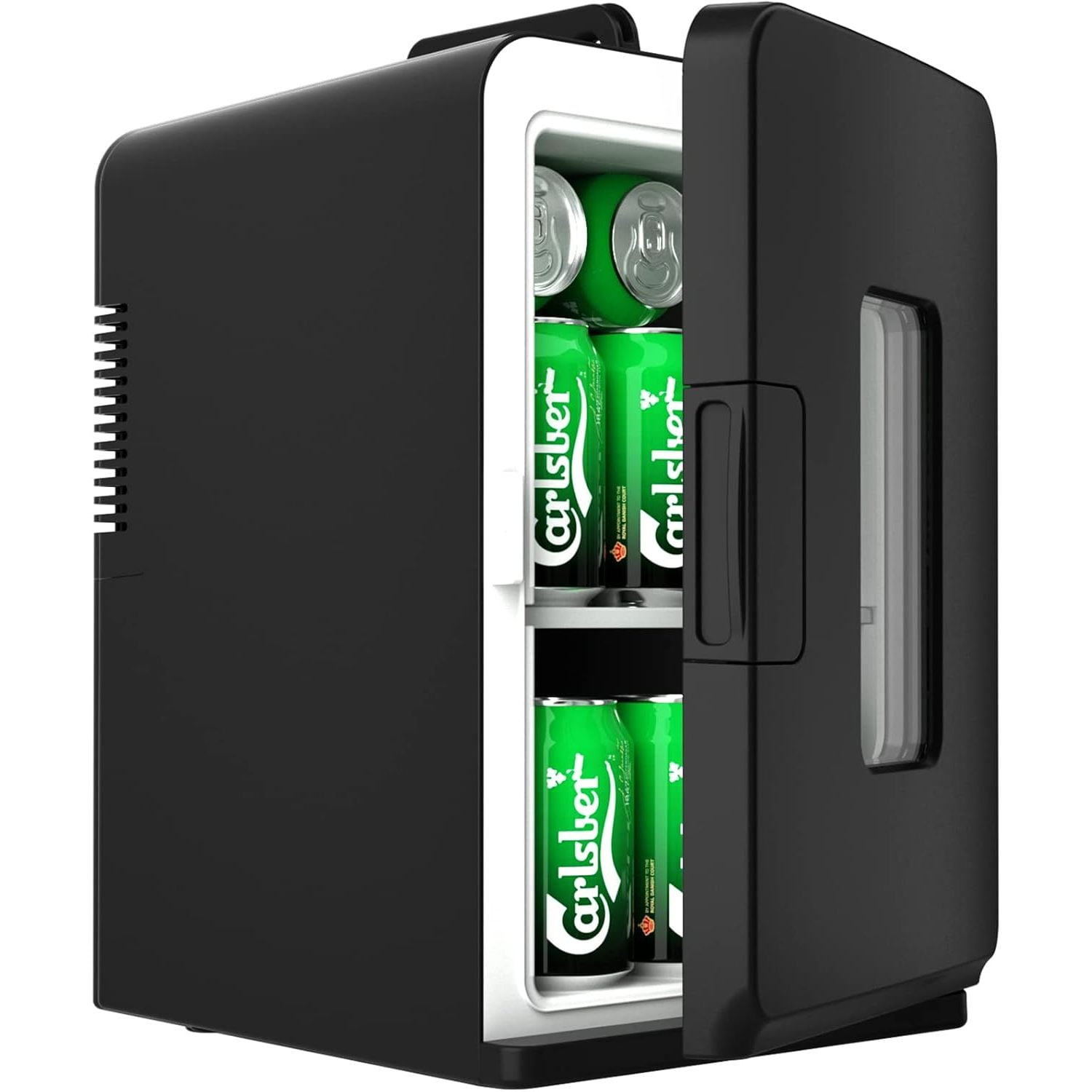 15 Liter/21 Cans Mini Fridge for Bedroom, 110V AC/12V DC Portable ...