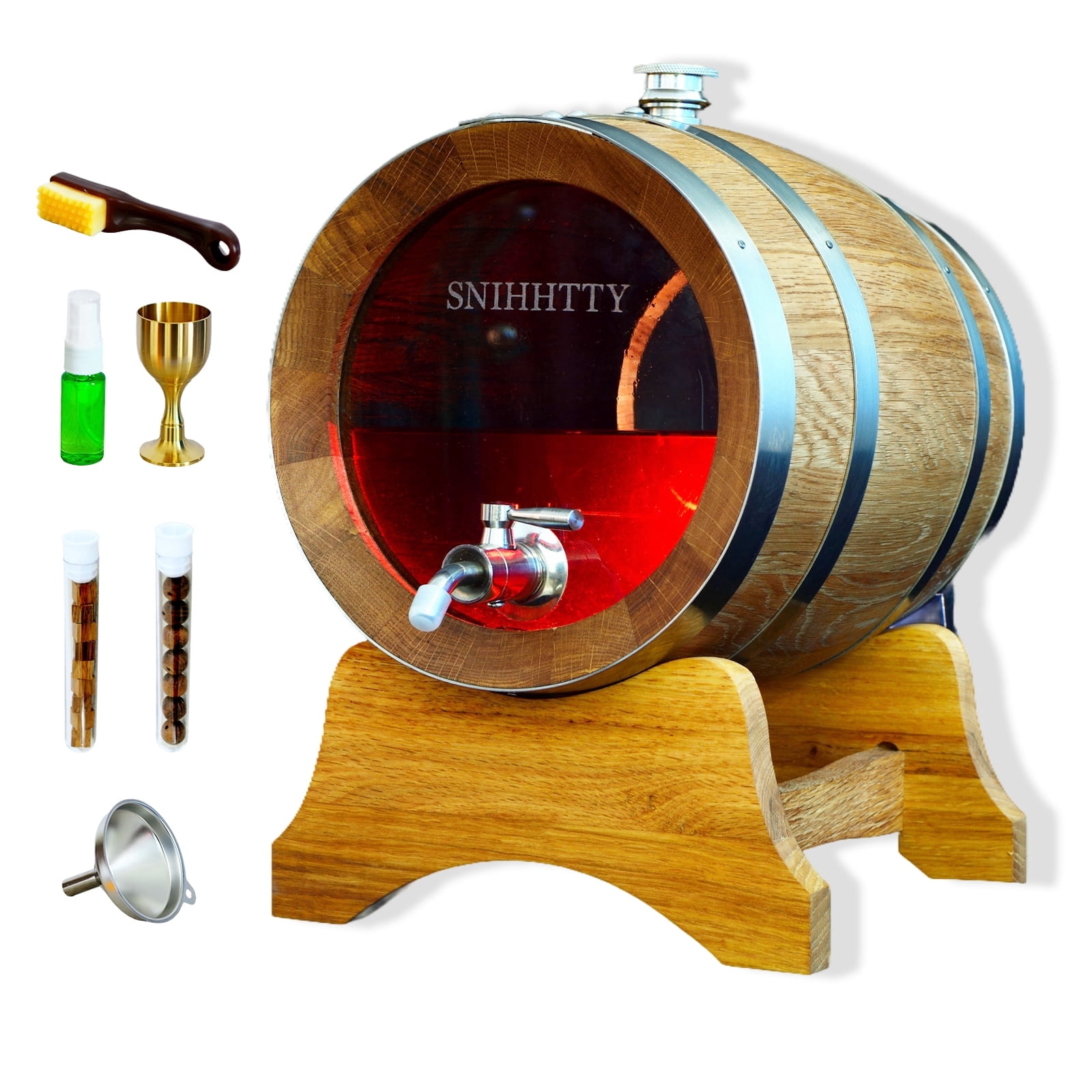 15 Liter Visualized Oak Aging Barrel with Stand, Bung & Spigot, Wooden ...