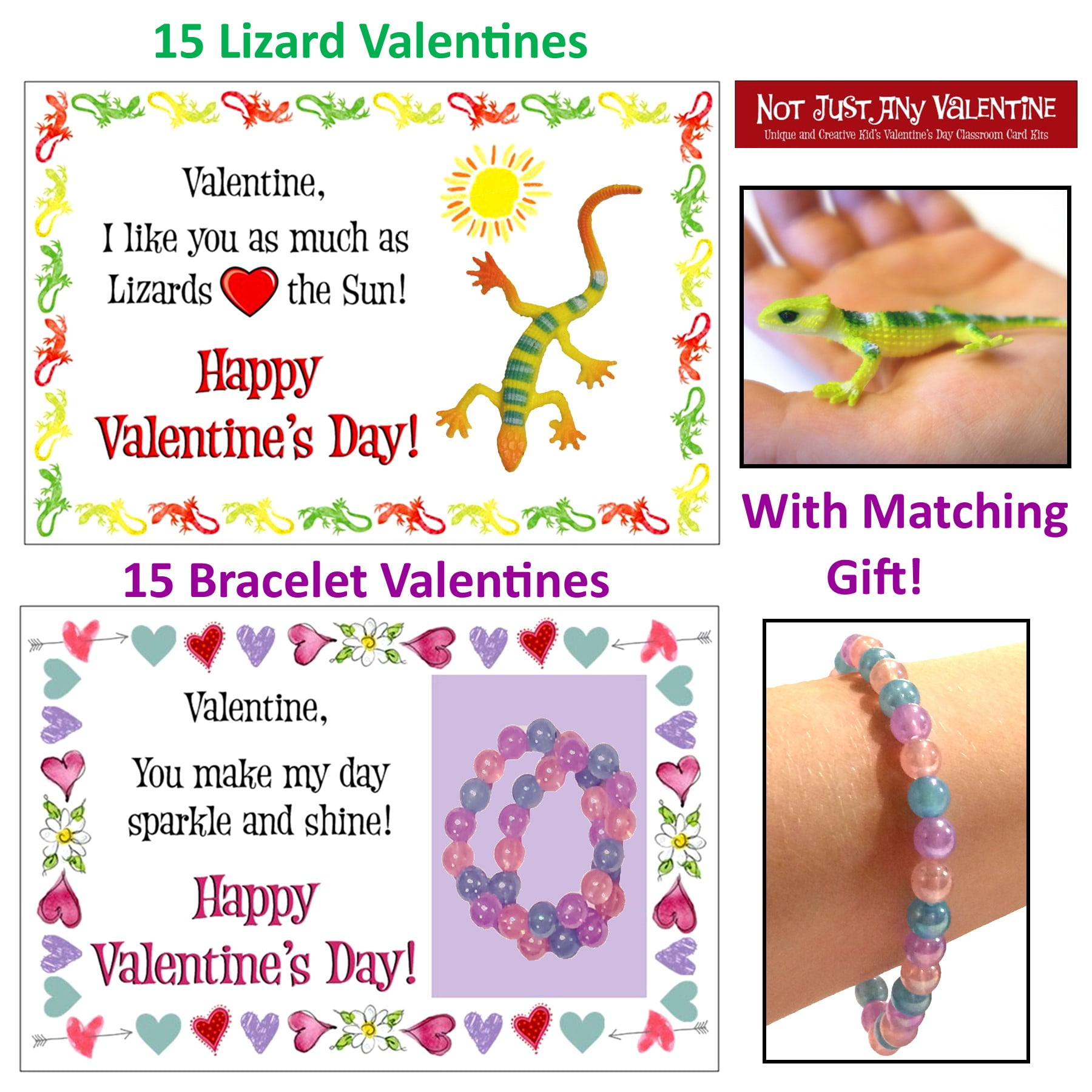 Walmart 30-Pack Classroom Valentines Day Cards with Attached Lizard ...