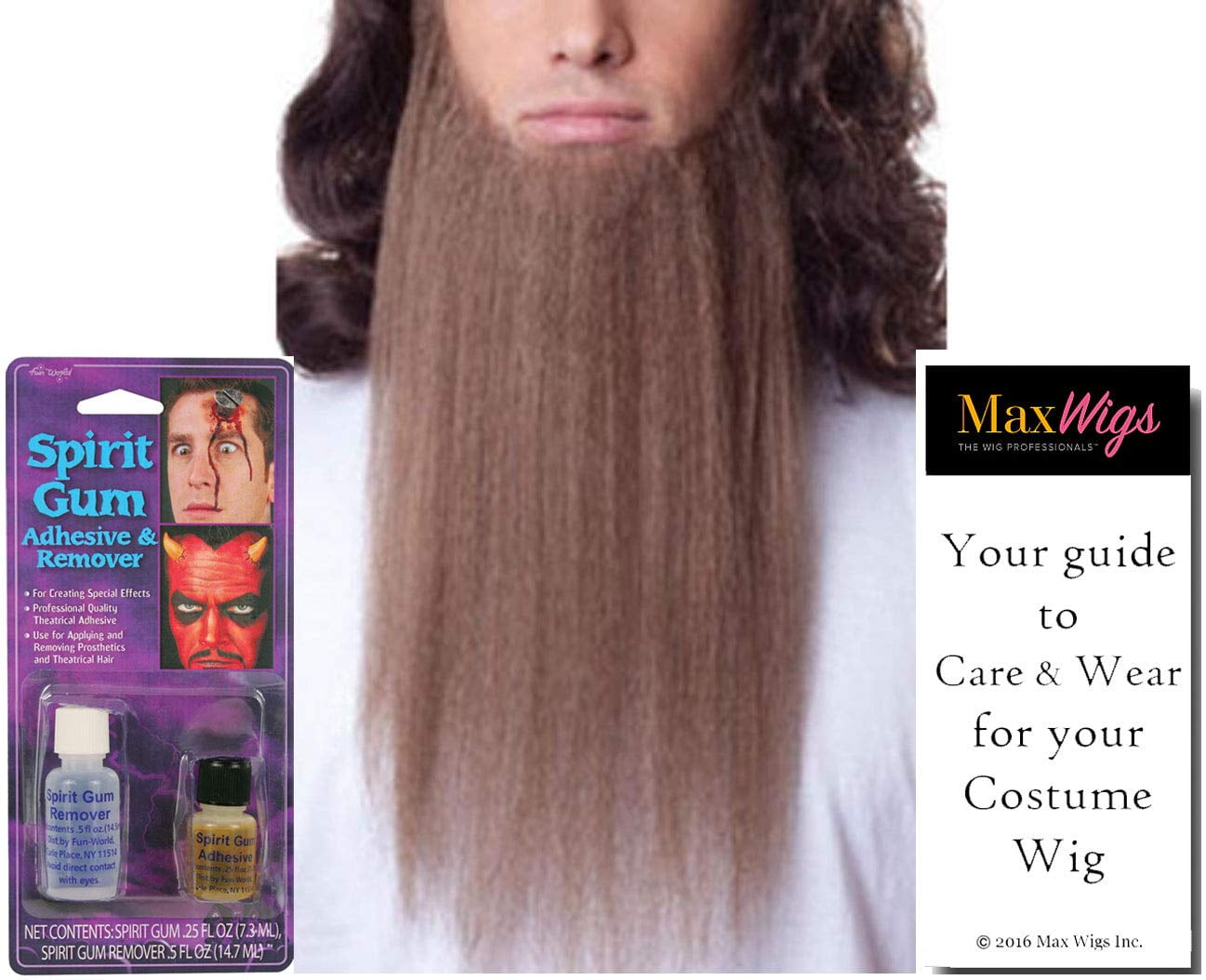 15" Long Beard Color Grey - Sepia Costume Wigs ZZ Duck Dynasty Face ...