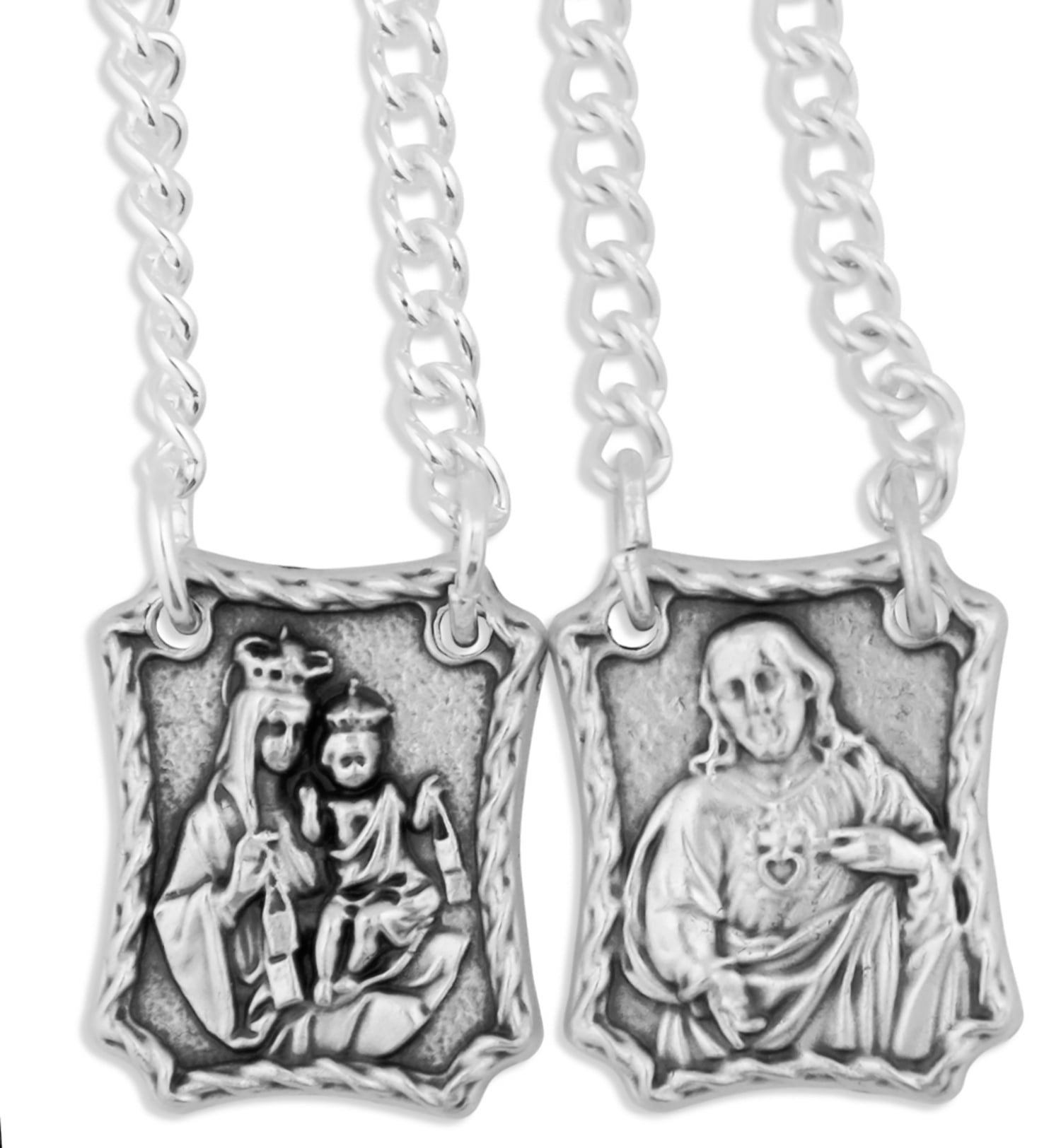 15" Long Metal Scapular with Traditional Brown Scapular Images ...