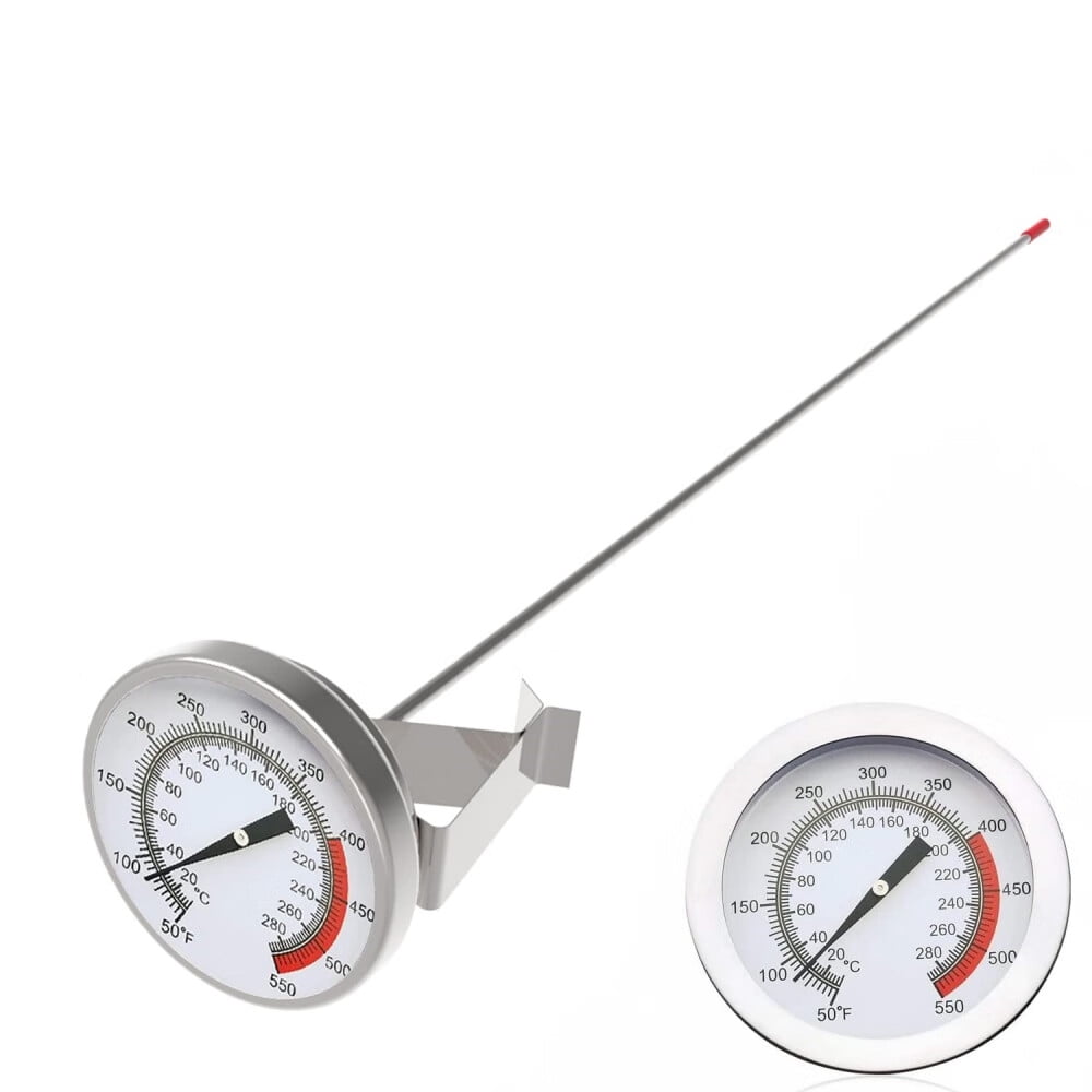 15" Long Stem Deep Fry Thermometer with Clamp,Instant Read 2" Dial Meat ...