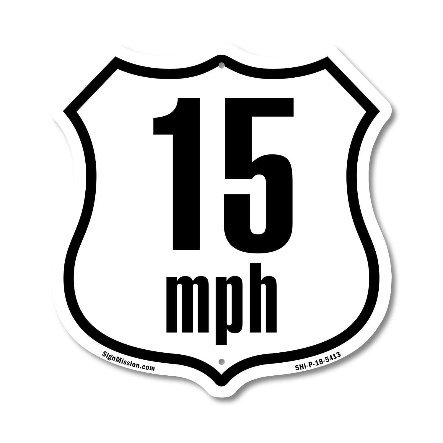 15 MPH Miles Per Hour 18 inch X 18 inch Shield Shaped Commercial Grade ...