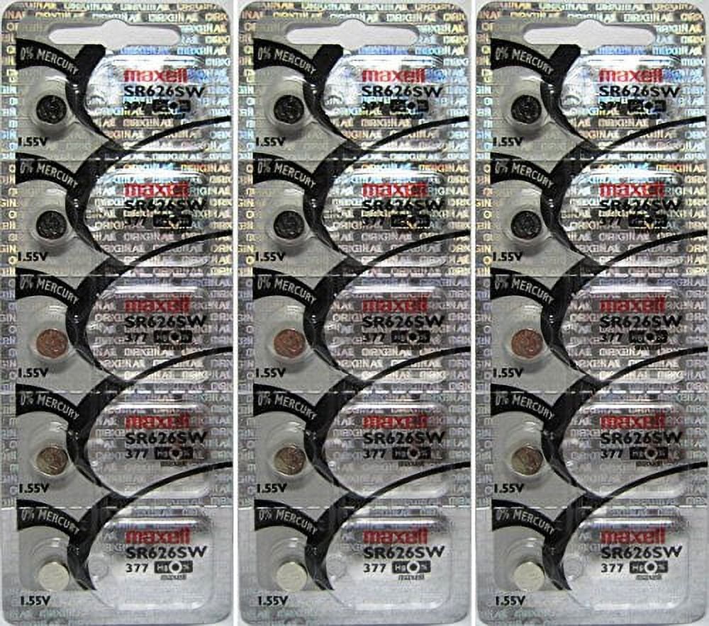 Maxell 15-Pack SR626SW 377 Silver Oxide Watch Batteries, Authentic ...
