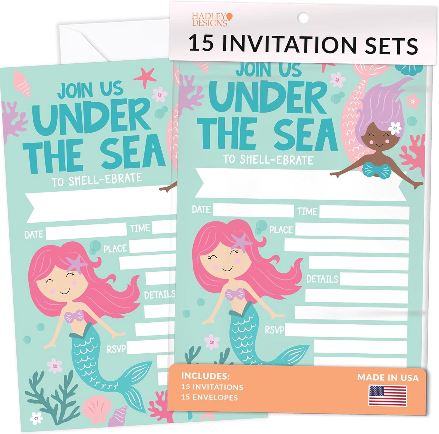 15 Mermaid Birthday Invitations Girl - Mermaid Birthday Party ...