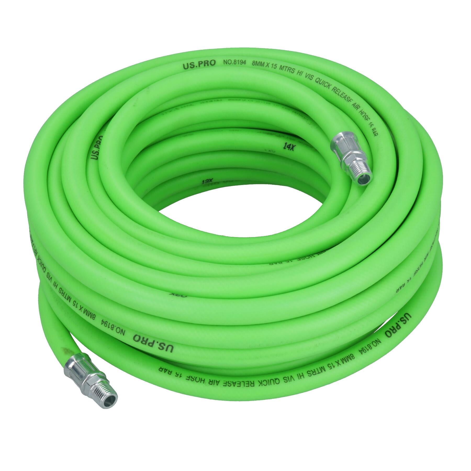 15 Metres Soft Rubber Hi-Vis Air Compressor Hose Airline 1/4 BSP Male ...