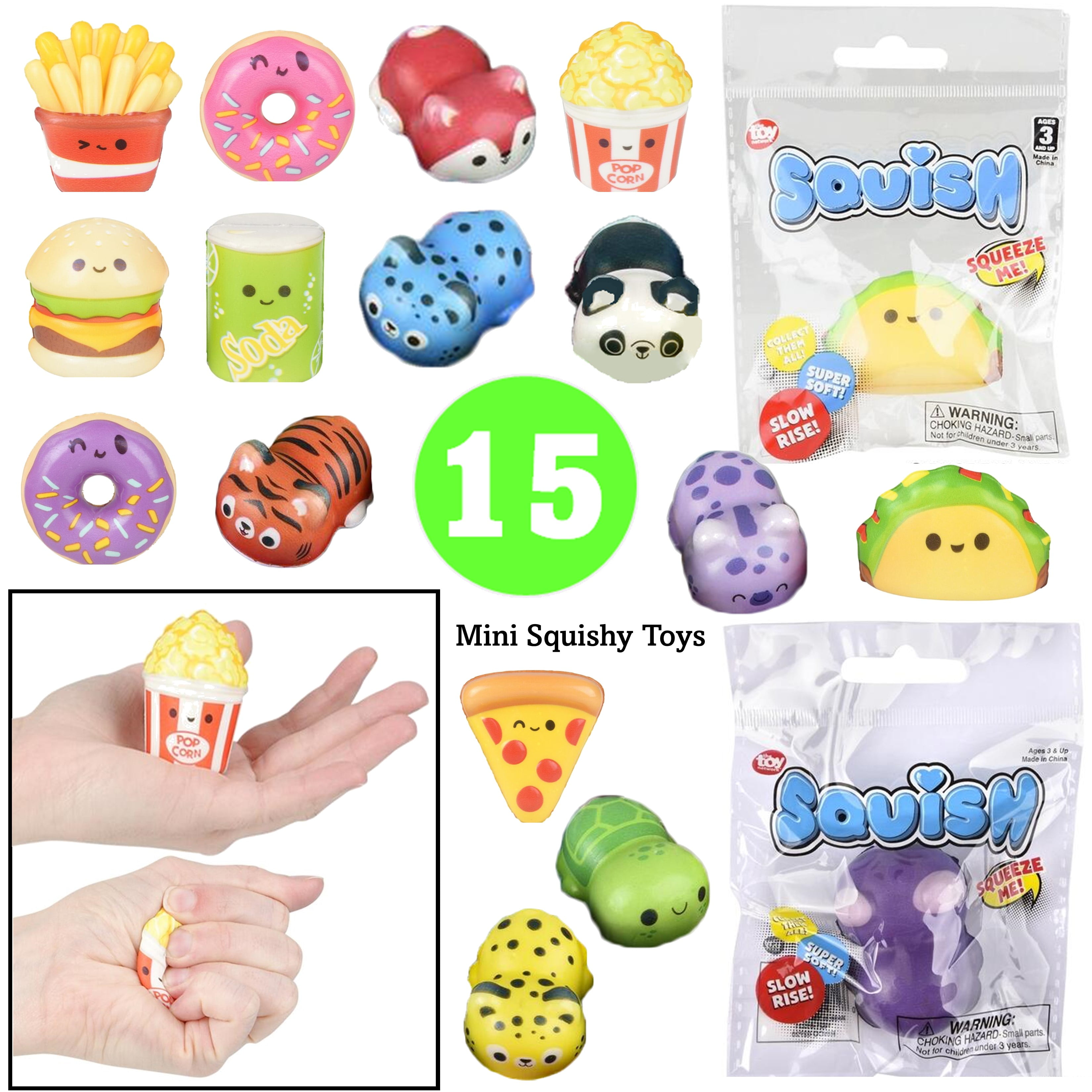 15 Mini Slow Rise Micro Squishy Toys (for Goodie Bag Fillers, Pinata ...