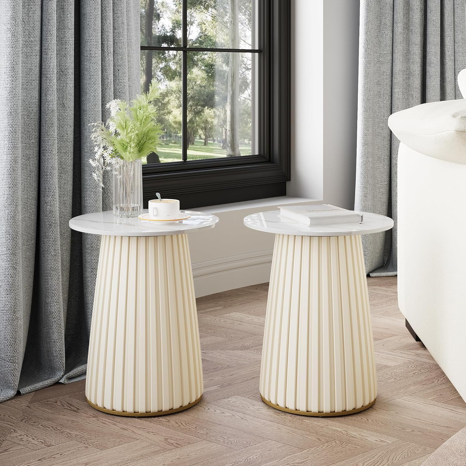15" Modern Side Table with Sintered Stone Top (Set of 2 ...