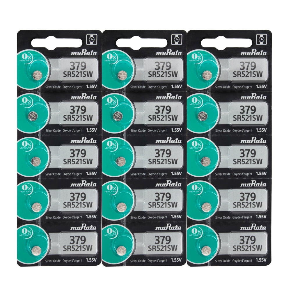 15 Murata 379 Button Cell Silver Oxide Sr521sw Watch Battery (3 Packs ...