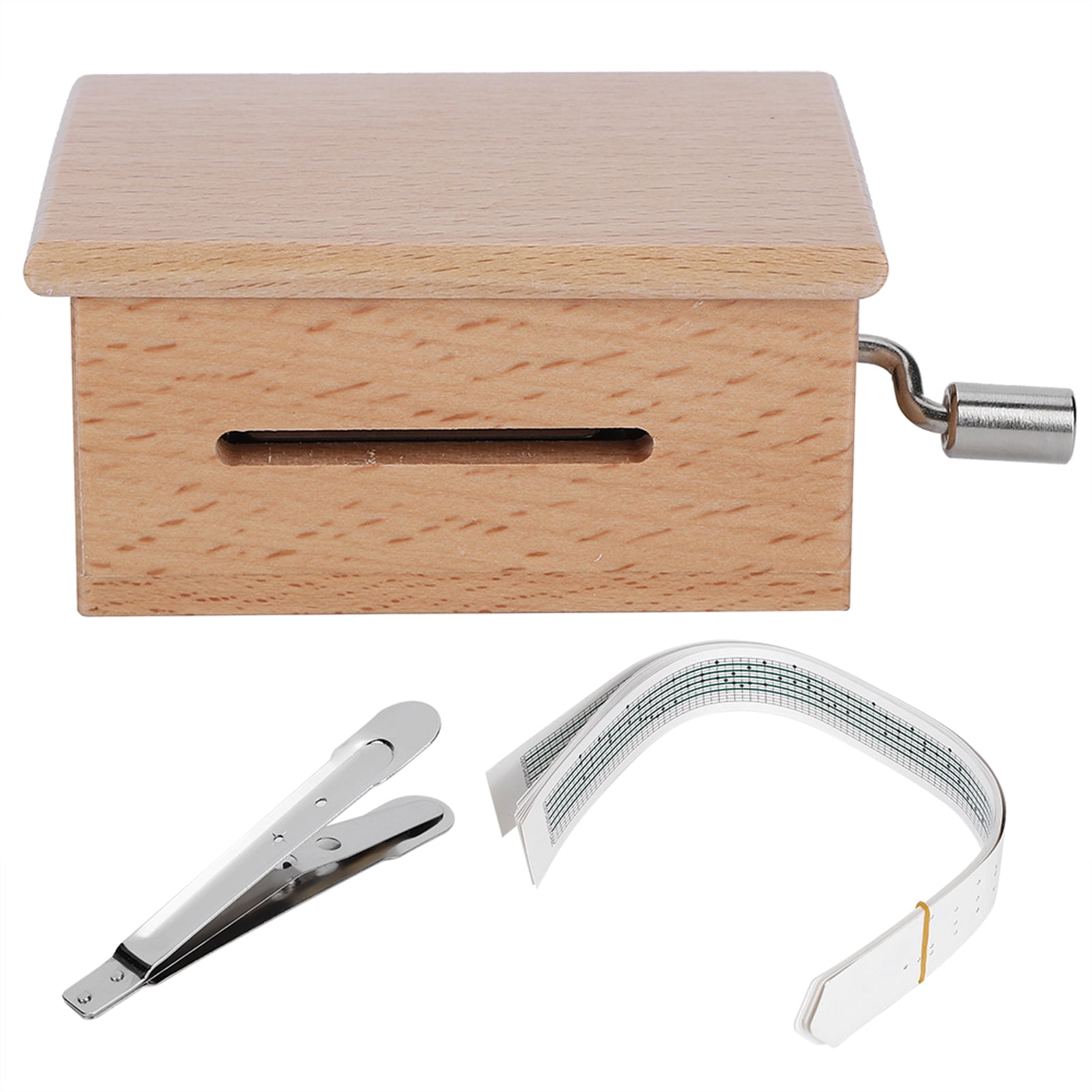 15 Note HandCranked Wooden Music Box with 7Pcs Blank Paper Tape and ...