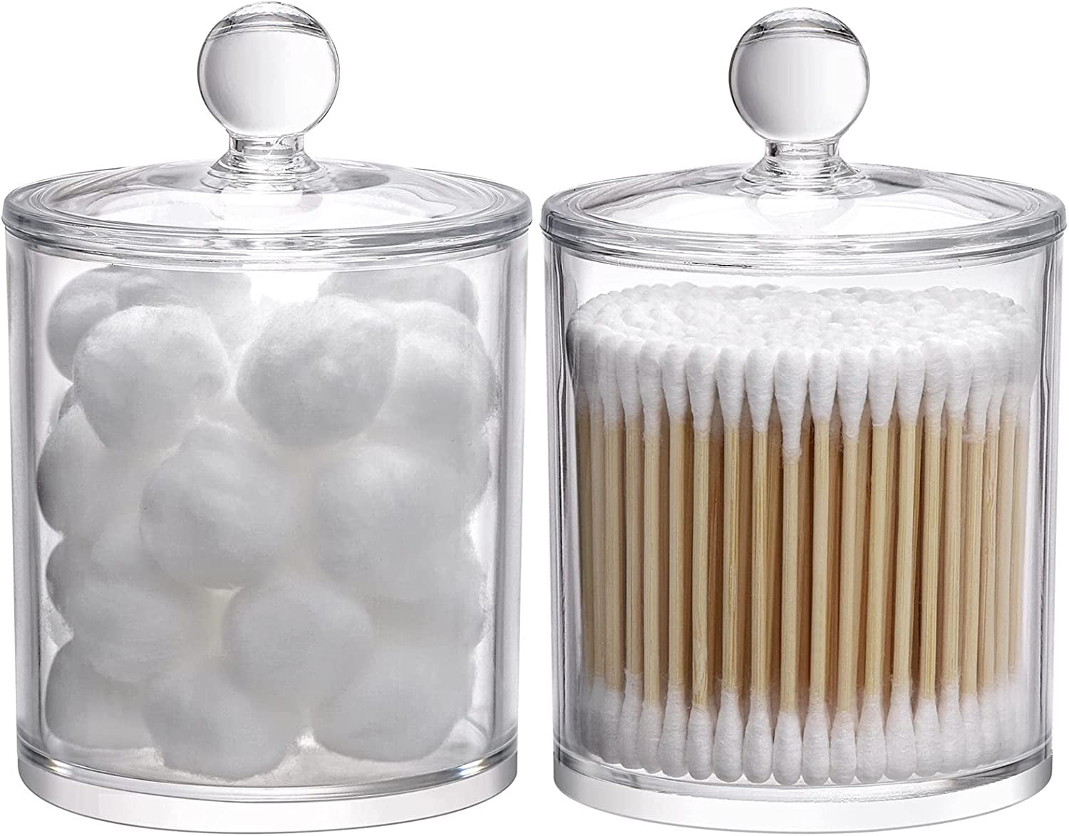 15-Ounce Qtip Holder Dispenser, 2 Pack Bathroom Apothecary Jars for ...