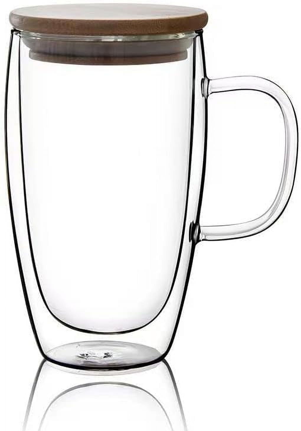 15 Oz Double Walled Coffee Cups Glass Coffee Mugs Clear Coffee Mug with ...