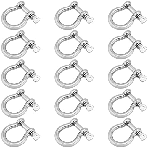 15 PCS 1/4 Inch 304 Stainless Steel Shackle, Heavy Duty Anchor Shackle ...
