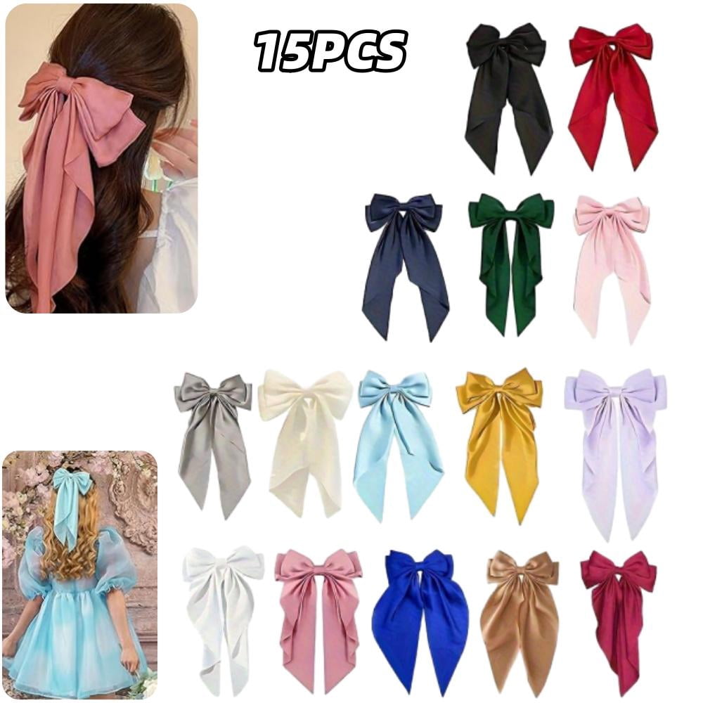 15 PCS 15*3.2 Inches Large Hair Ribbon Barrettes with Long Tails for ...
