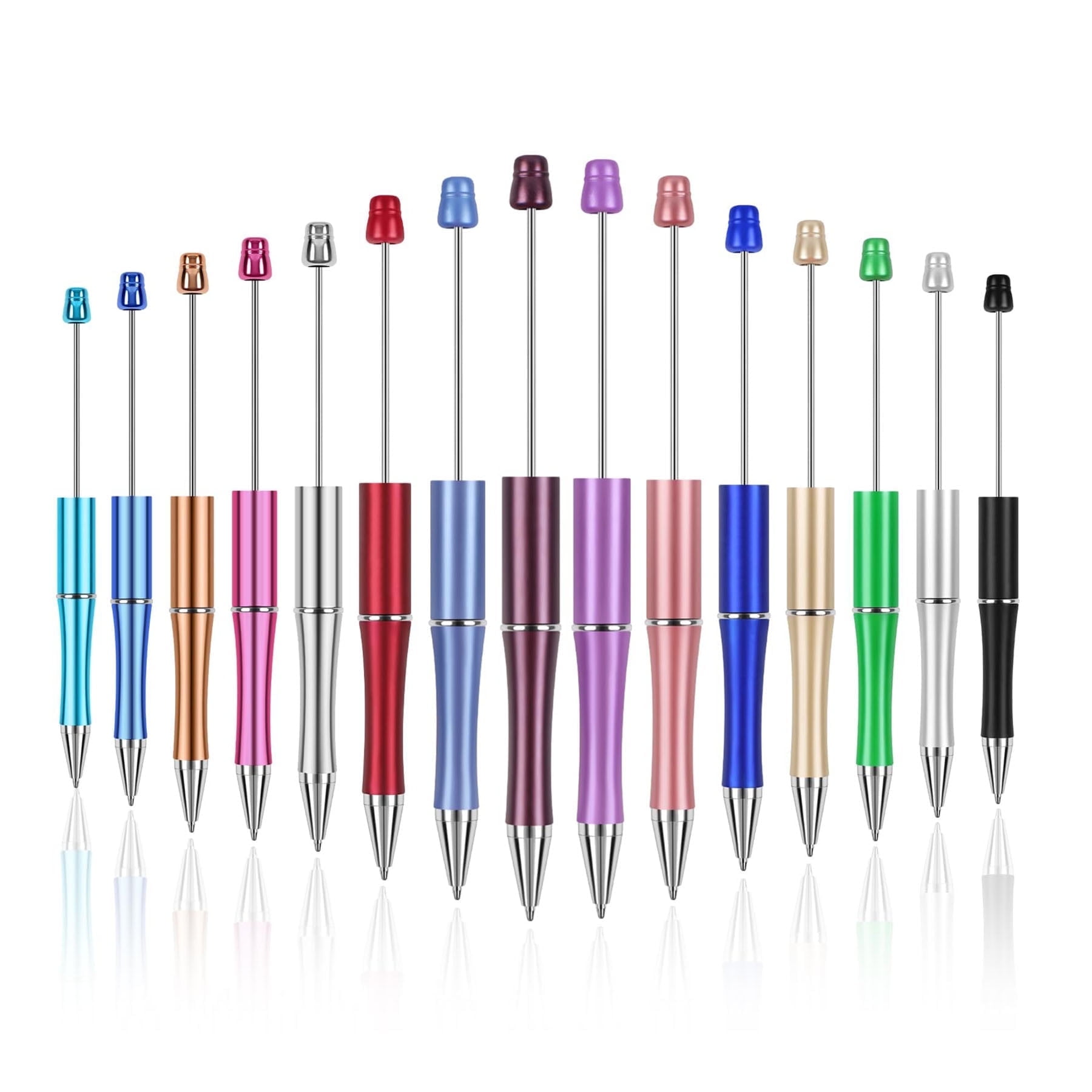15 PCS Beadable Pens, Beadable Pens Bulk Colored Plastic, Black Ink ...