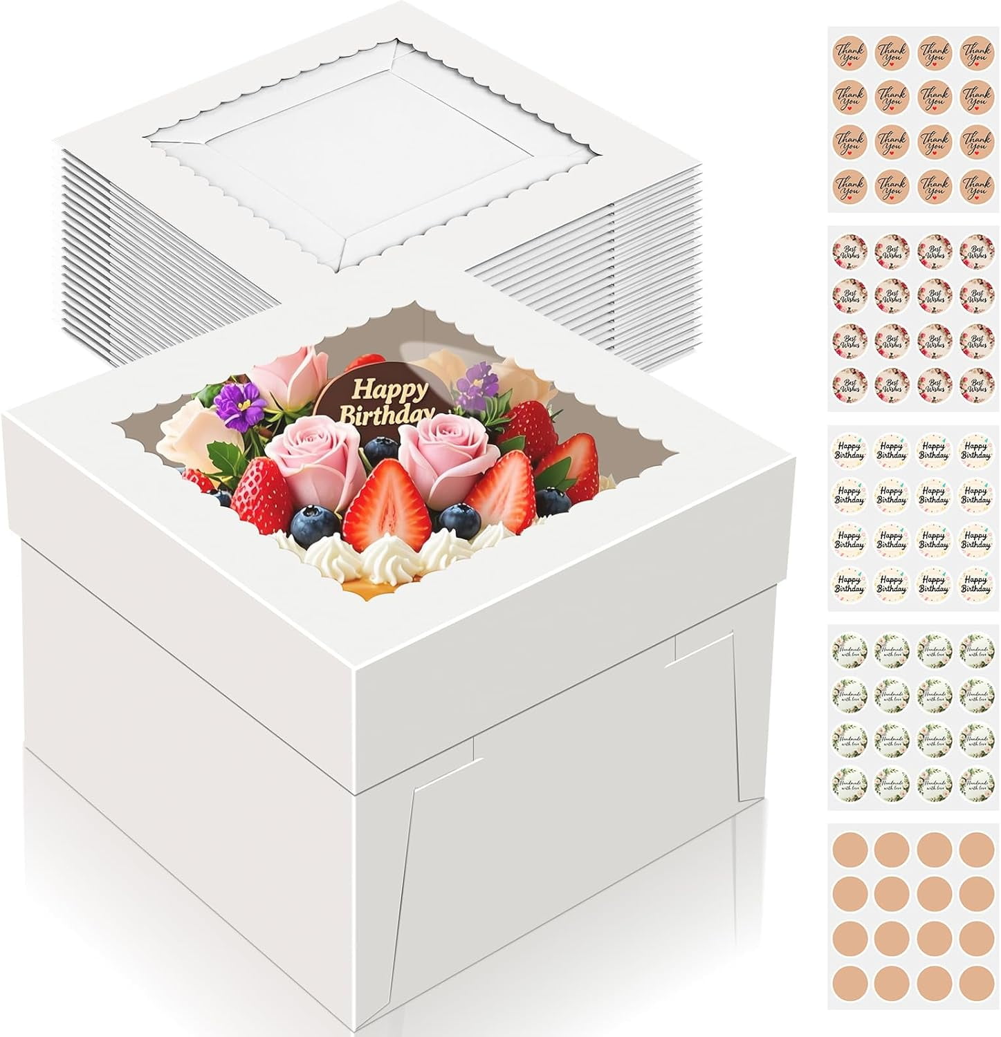 15 PCS Cake Boxes 10 Inch, 10x10x8 Tall Cake Box, 10 Inch Cake Box with ...