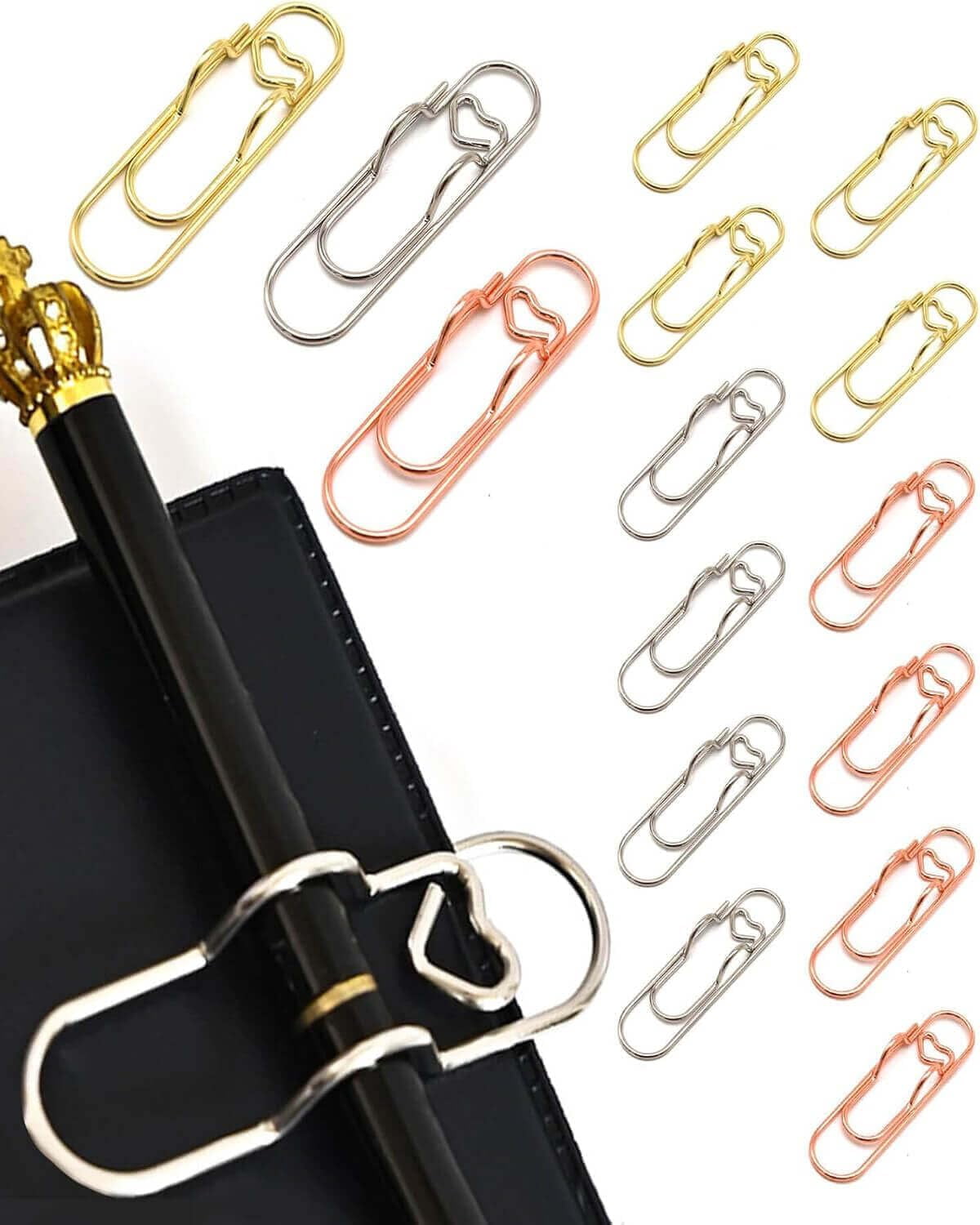 15 PCS Colorful Metal Pen Clips,Paperclip pen holder for Notebooks and ...