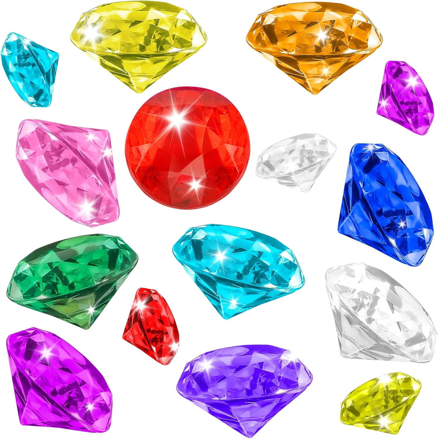 15 PCS Diving Gems Pool Toys, Colorful Big Diamond Pool Diving Toy ...