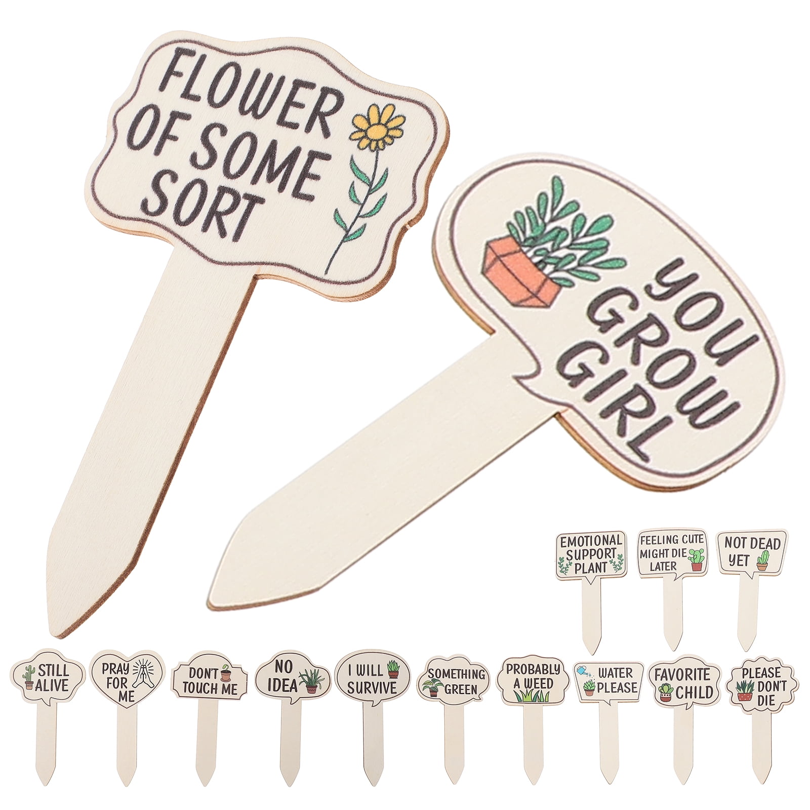 OUNONA Cute Garden Signs Wooden Plant Labels for Decor 15 Pieces ...