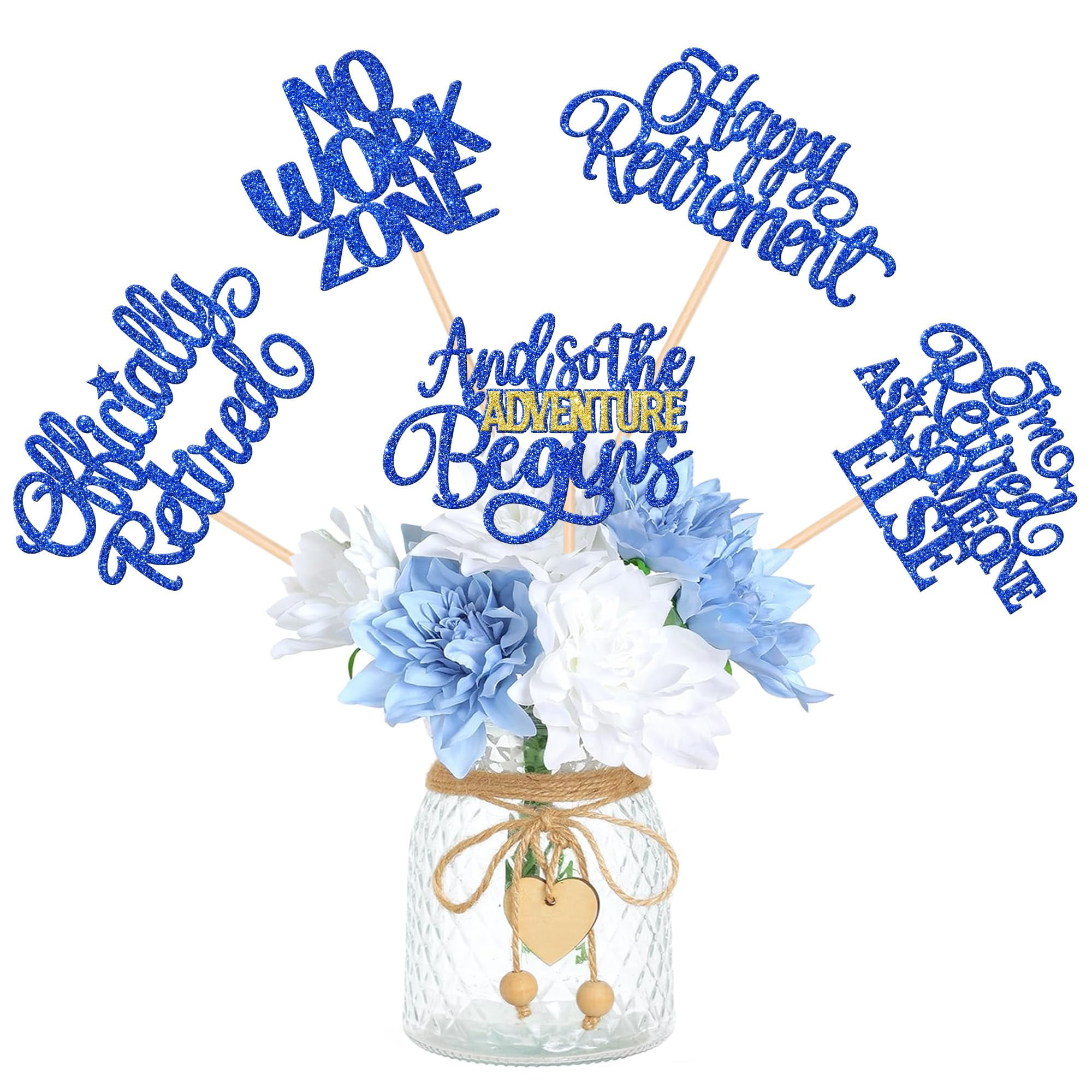15 PCS Happy Retirement Centerpiece Sticks Officially Retired Flower ...