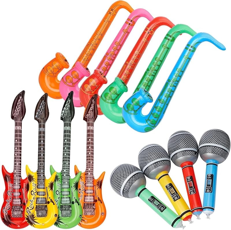 15 PCS Inflatable Guitar Musical Instrument Balloons 70s 80s 90s Party ...