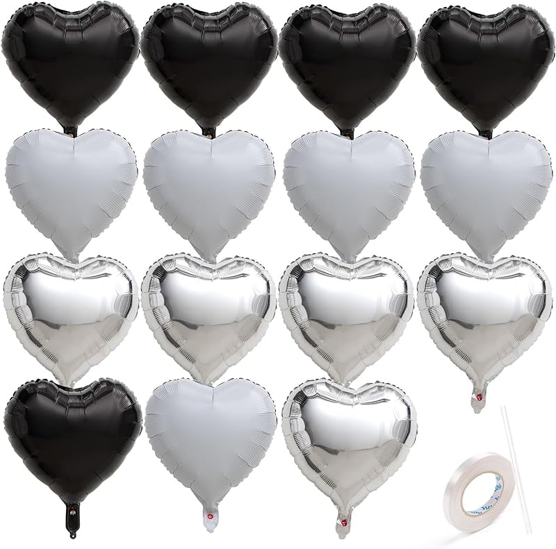 15 PCS Red Heart Balloons, 18 Inch Heart Shaped Balloons Foil with ...