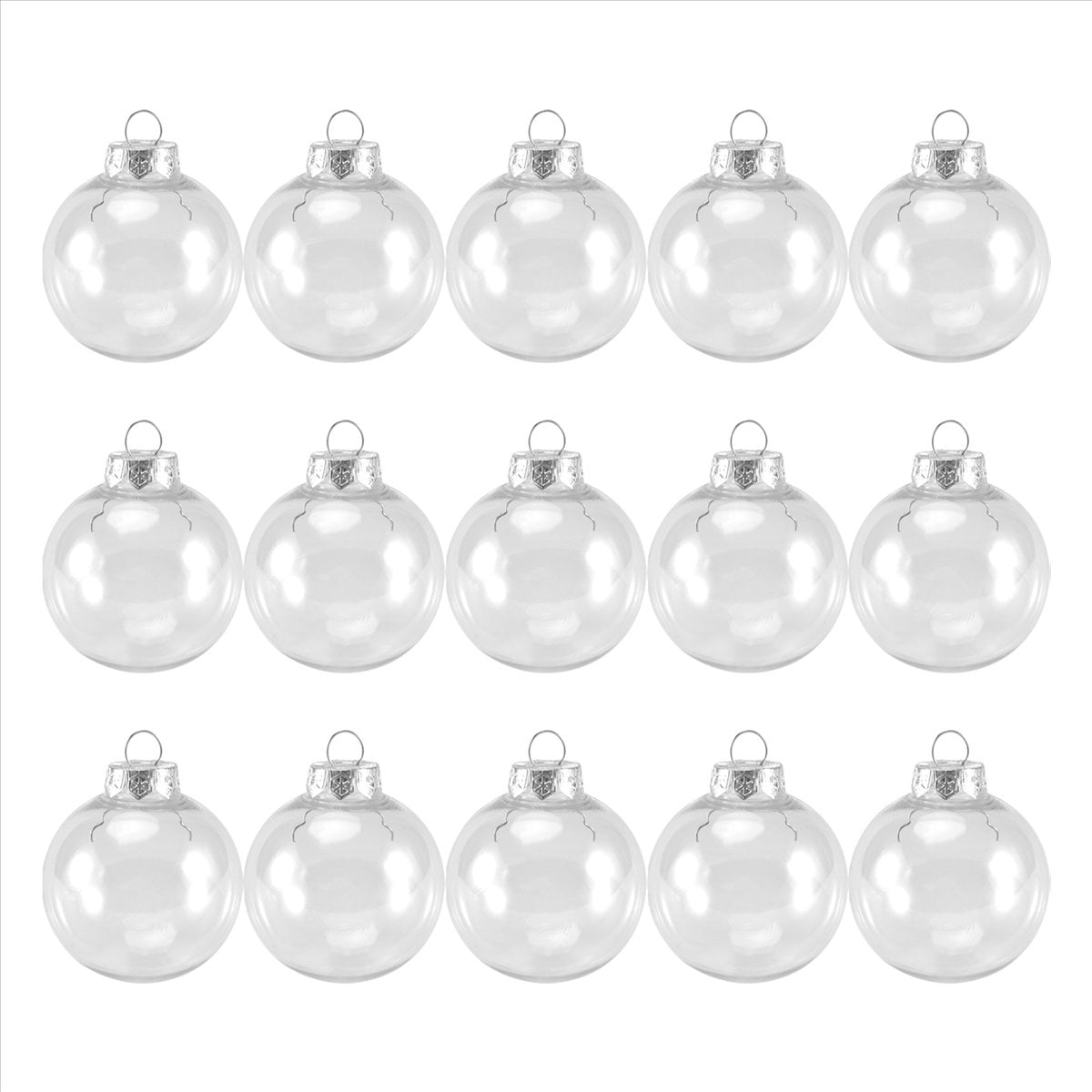 15 PCS Round Clear Christmas Balls Fillable DIY Tree Made of Plastic ...