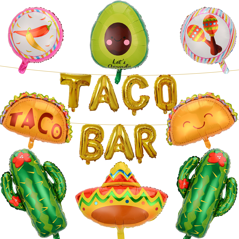 Apietdae 15 PCS Fiesta Balloons Kit, Taco Bar, Avocado, Sombrero ...