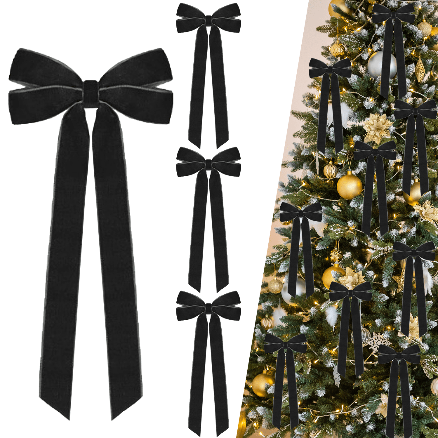 15Pcs Burgundy Velvet Ribbon Bows Christmas Tree Decorations,5in x 10in ...